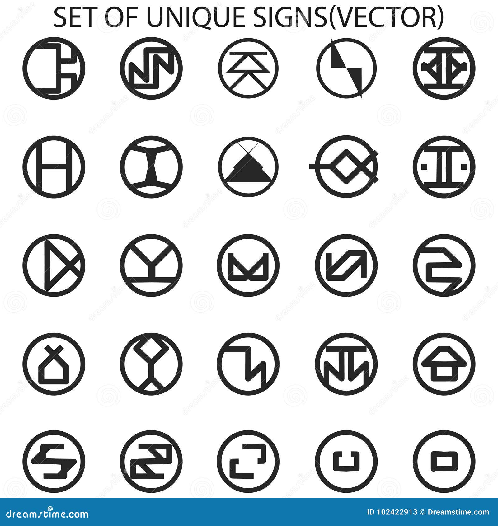 Set of unique signs stock vector. Illustration of unique - 102422913