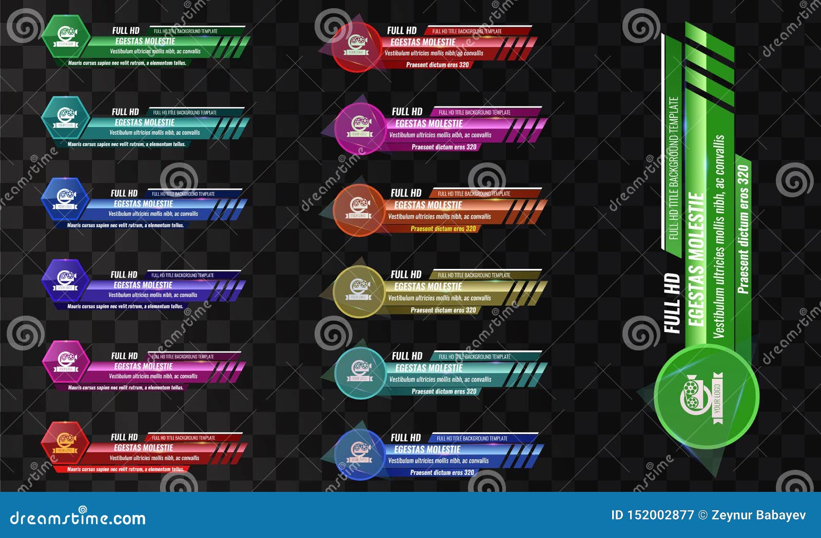 Set of Unique Video Headline Title or Lower Third Template. Vector ...