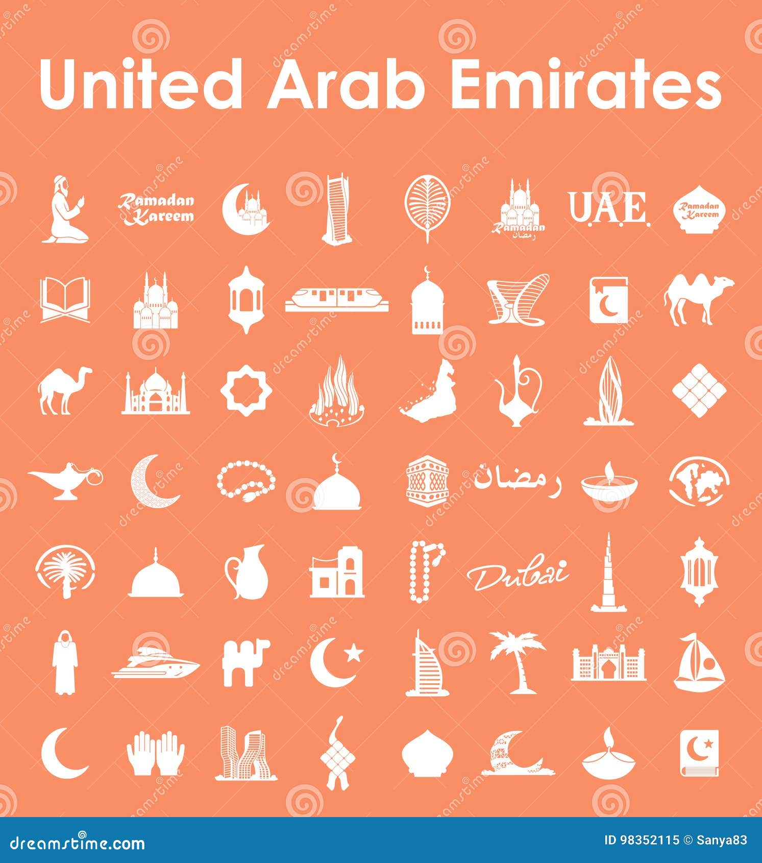 Set of United Arab Emirates Simple Icons Stock Vector - Illustration of ...