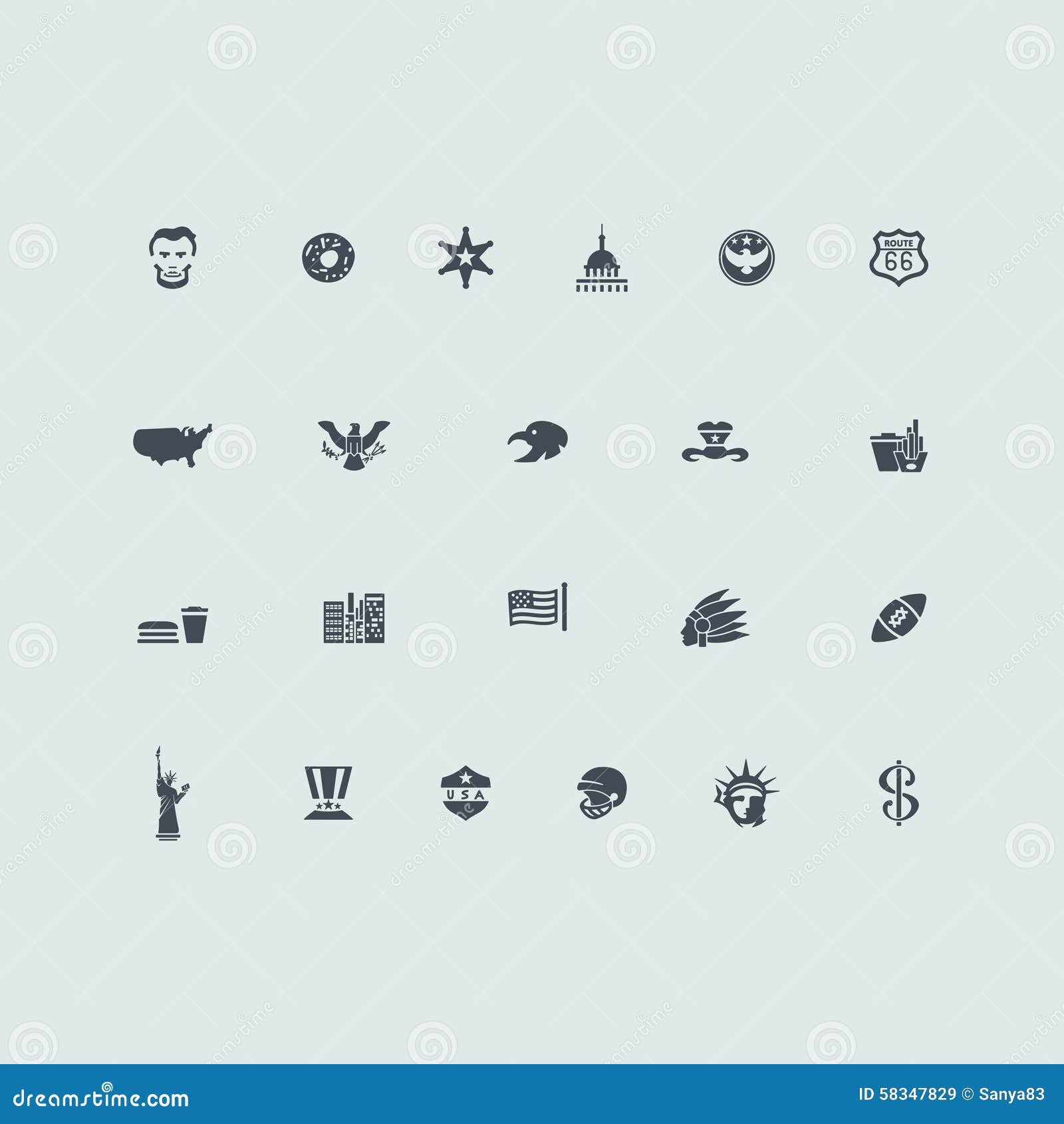 Set of United States icons stock vector. Illustration of history - 58347829