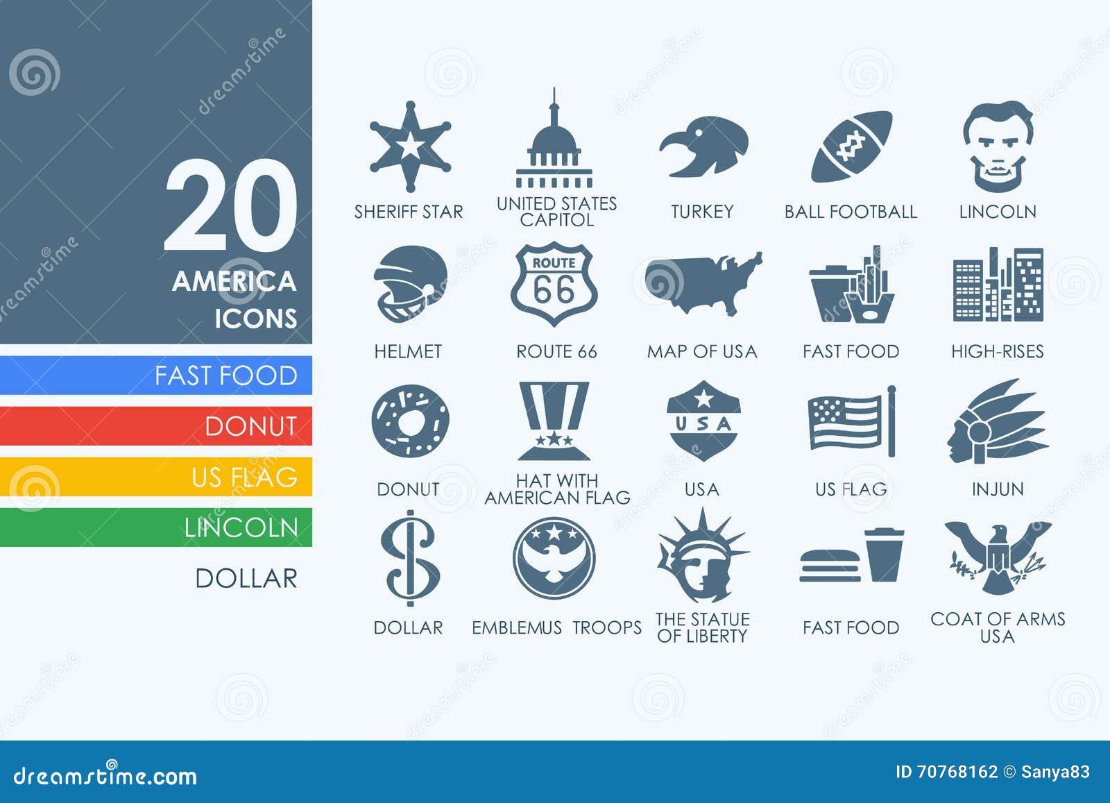 Set of United States icons stock vector. Illustration of hawaii - 70768162