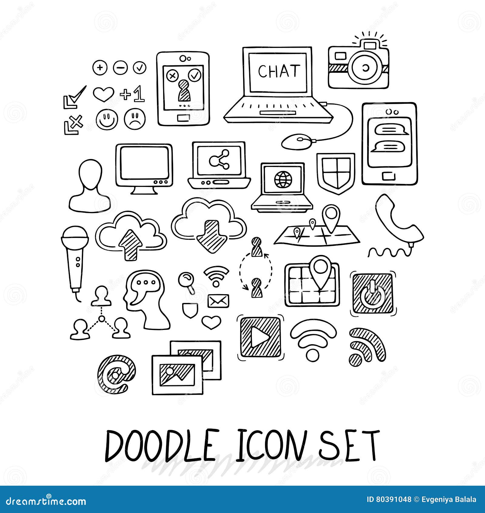 Set of Universal Doodle Icons. Variety of Topics Stock Vector ...