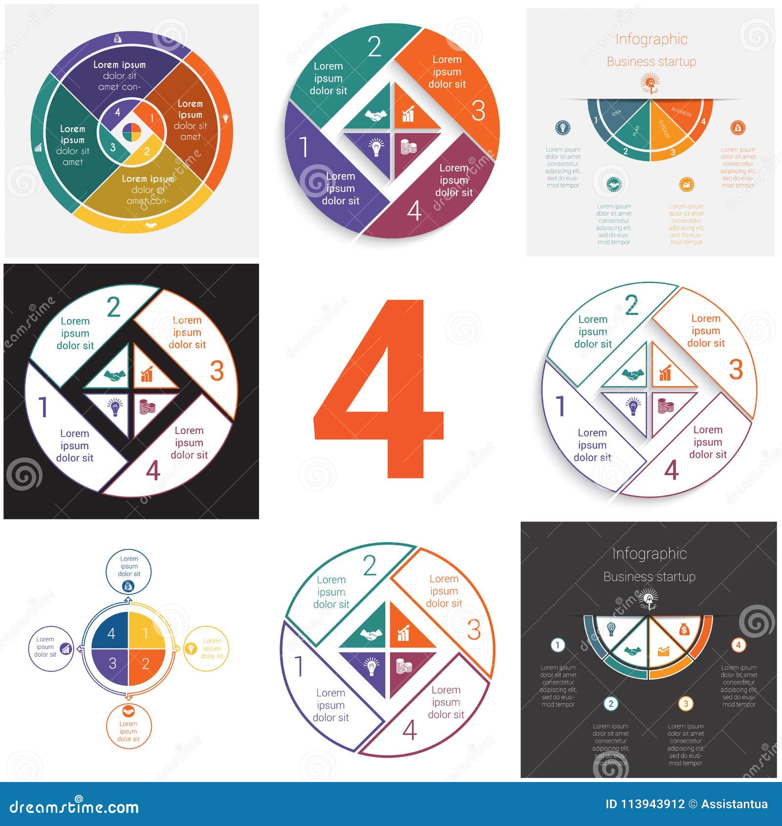 Set Universal Elements for Templates Infographics Cyclic Concept Stock ...