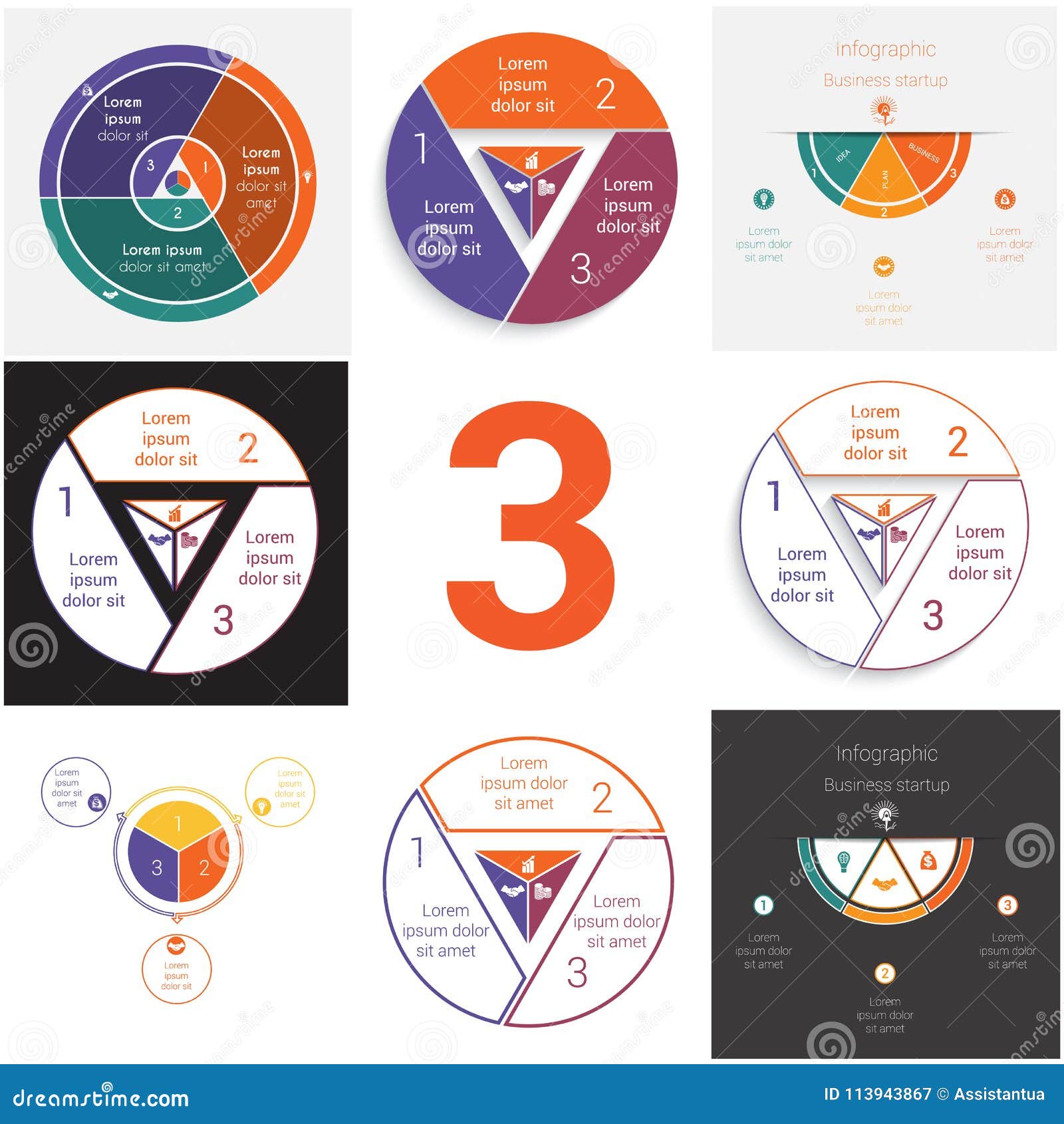 Set Universal Elements Templates Infographics Cyclic Concept Stock ...
