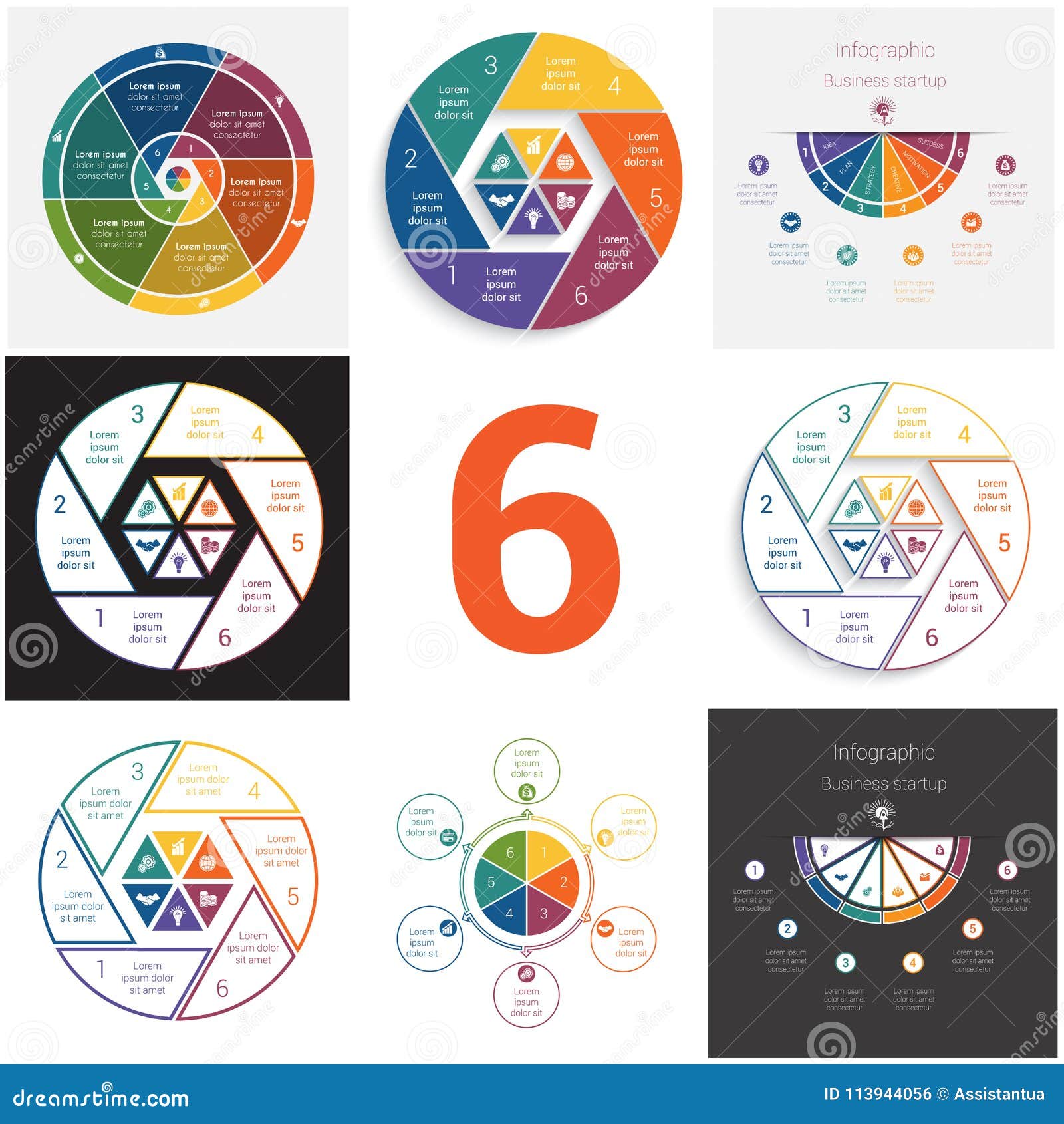 Set Universal Elements for Templates Infographics Cyclic Concept Stock ...