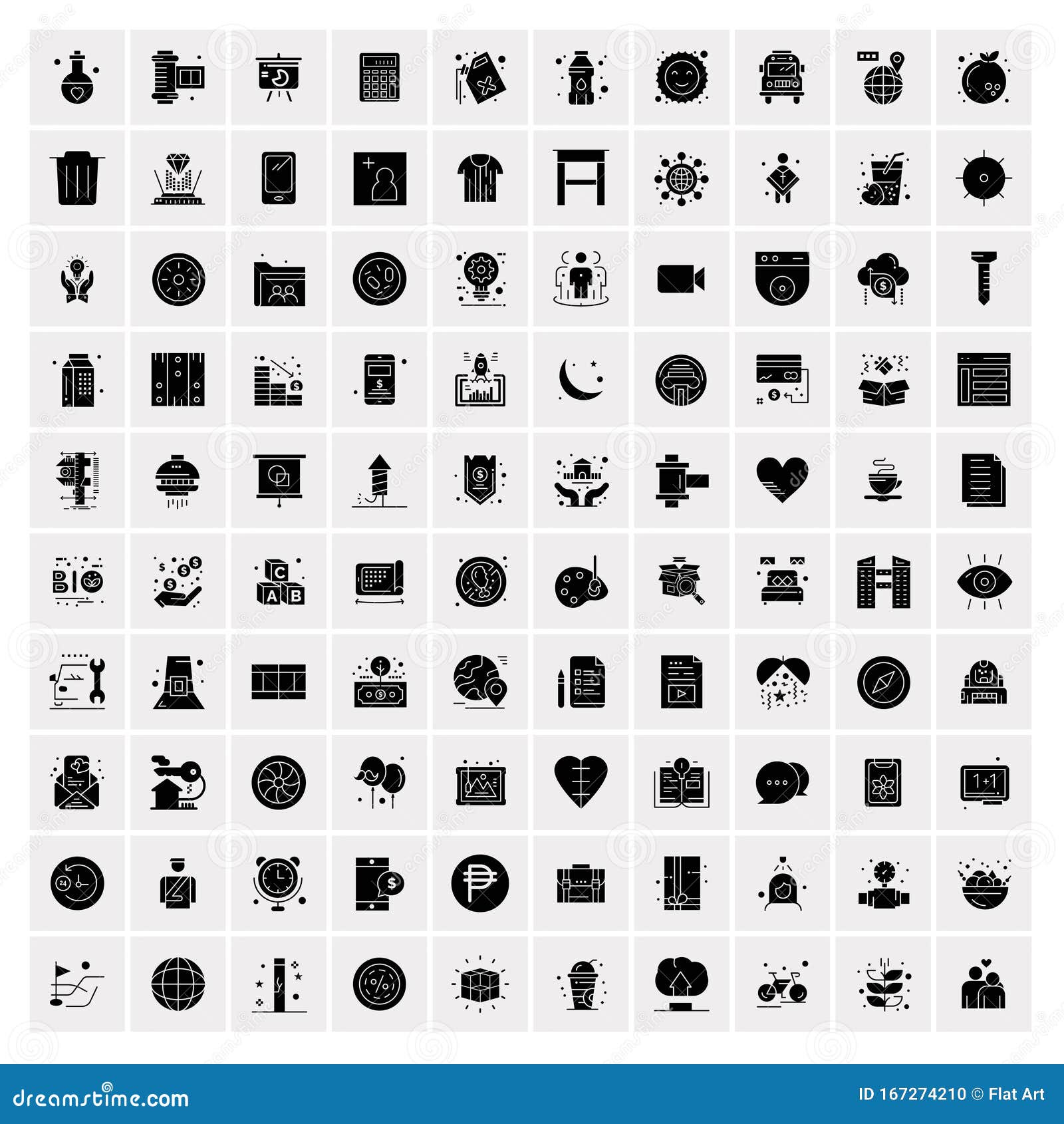 Set of 100 Universal Icons stock vector. Illustration of design - 167274210