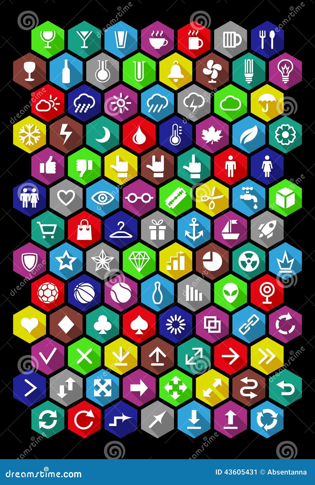 Set of Universal Icons with Long Shadow. Flat Design Stock Vector ... Set of Universal Icons with Long Shadow. Flat Design Stock Vector ...