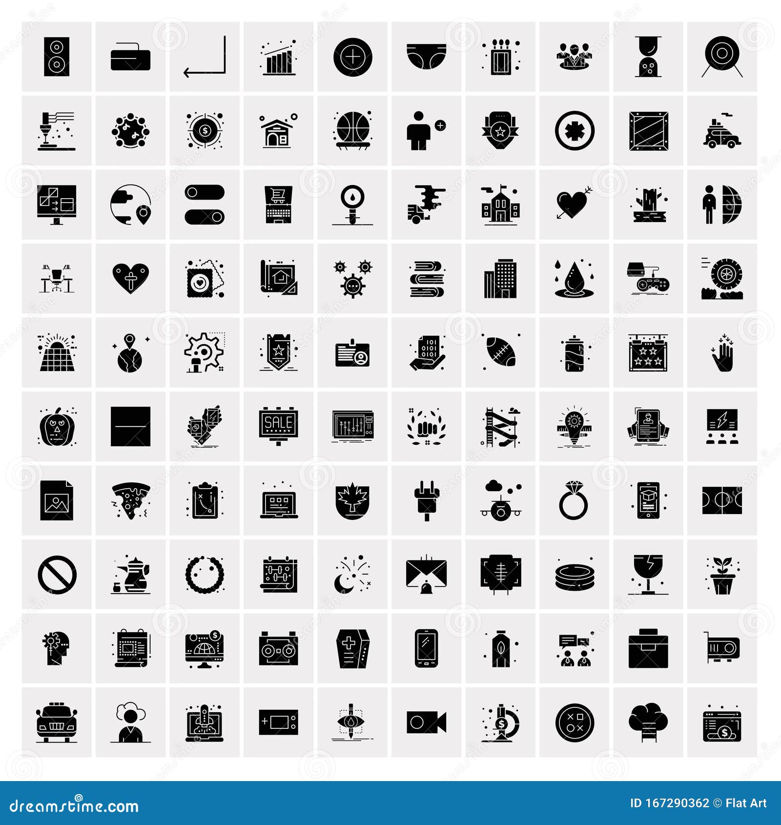 Set of 100 Universal Solid Icons Stock Vector - Illustration of easter ...