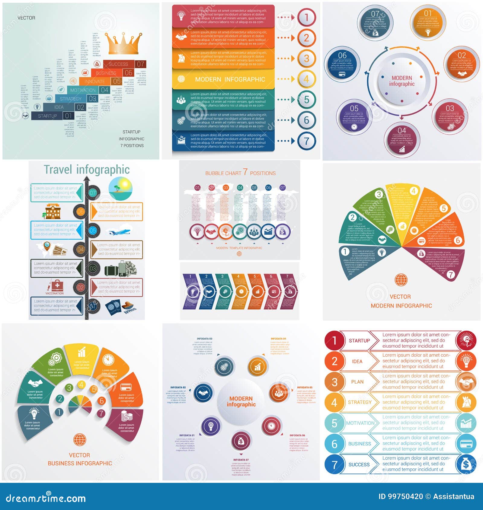 Set 10 Universal Templates Elements Infographics Conceptual Cyclic ...