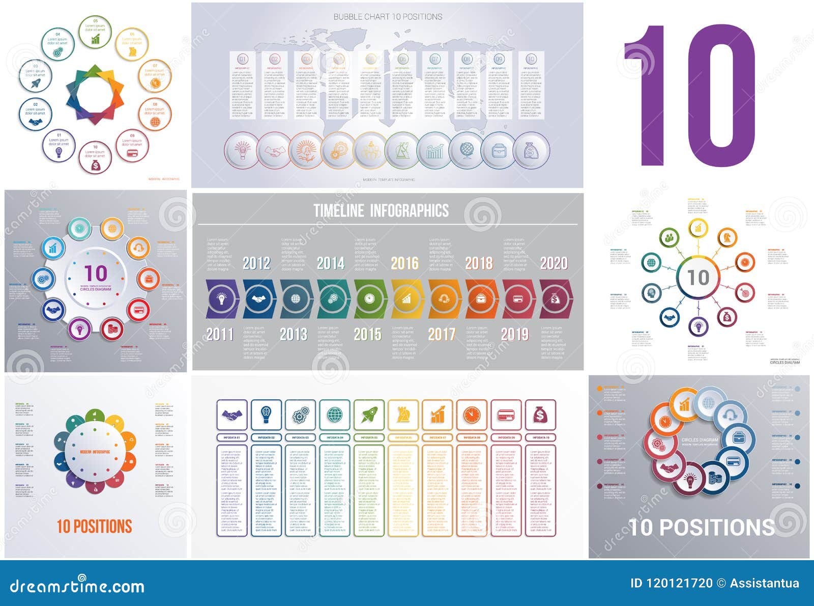 Set 8 Universal Templates Elements Infographics Conceptual Cyclic ...