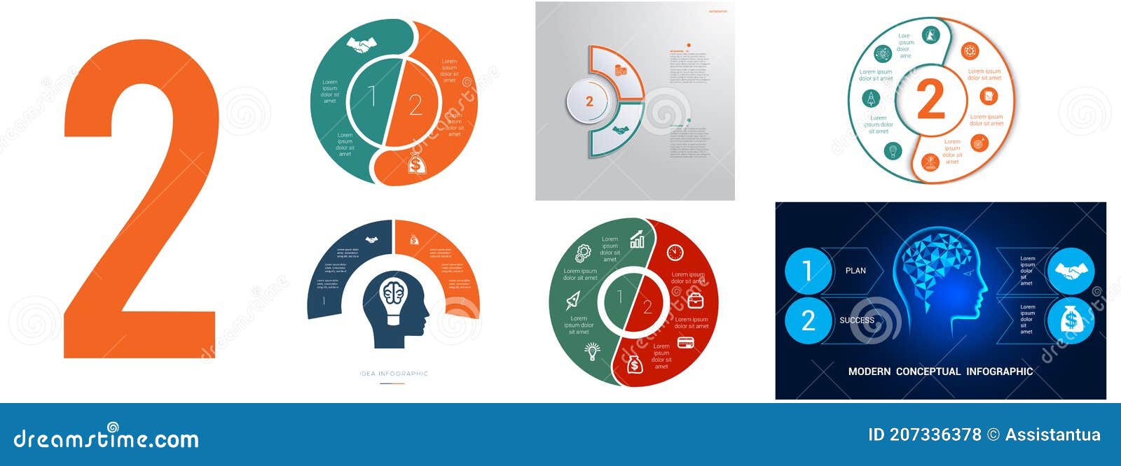 Set 8 Universal Templates For Infographics Conceptual Cyclic Processes ...