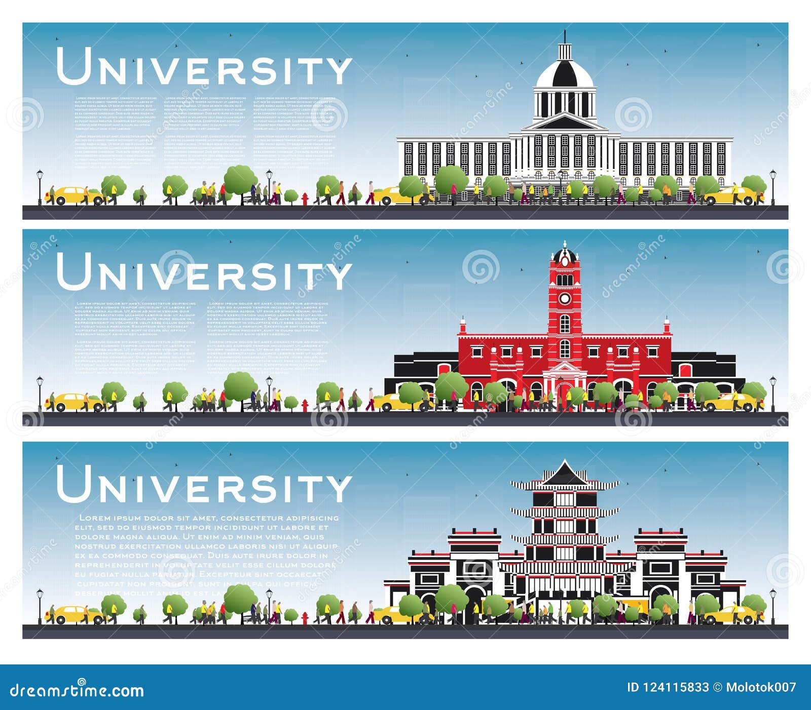 Set of University Campus Study Banners. Stock Vector - Illustration of ...