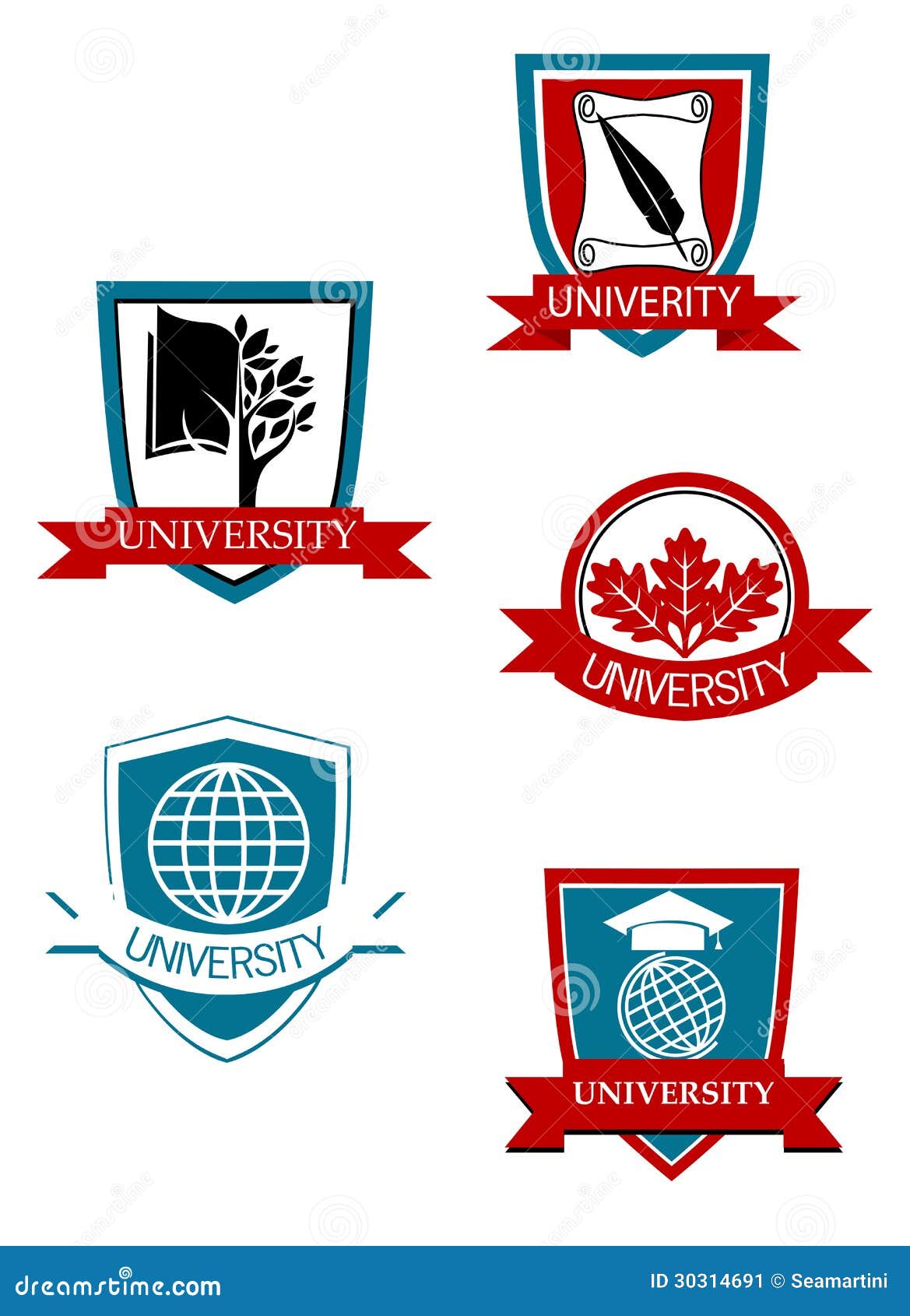 Set of University and College Stock Vector - Illustration of royalty ...