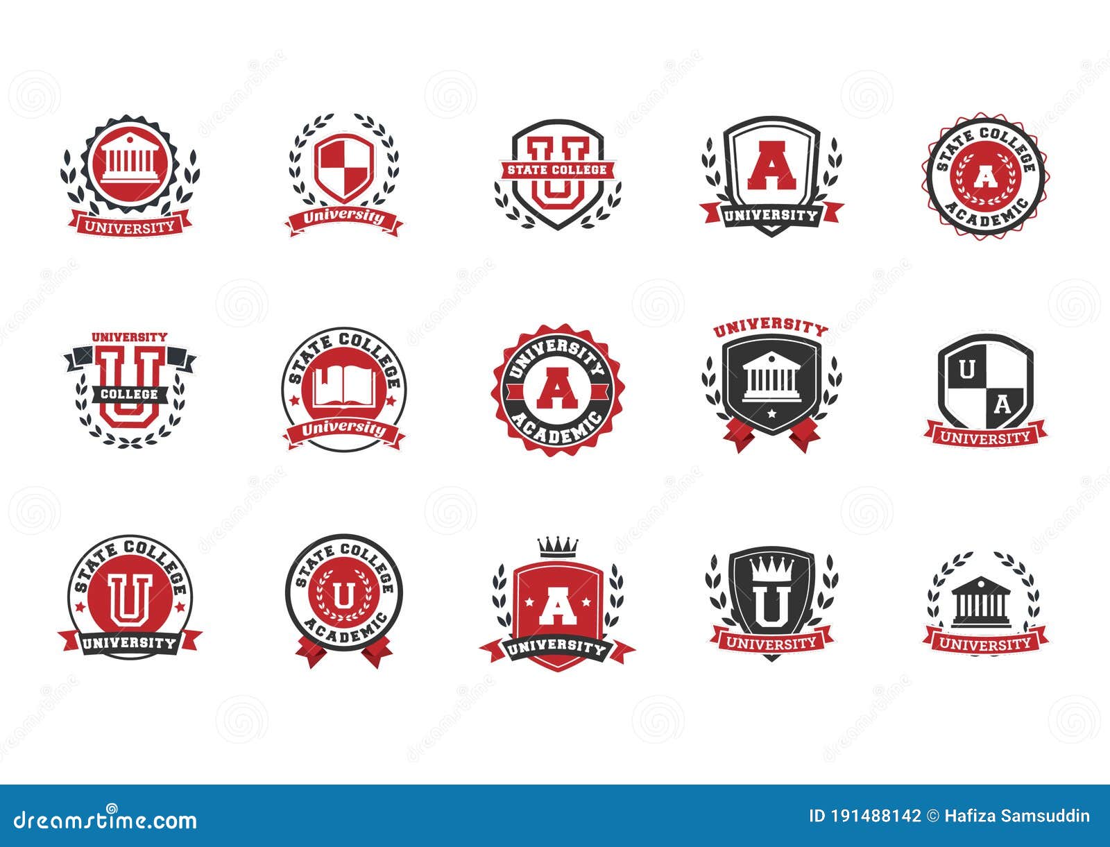 Set of University Logo Element Icons. Vector Illustration Decorative ...