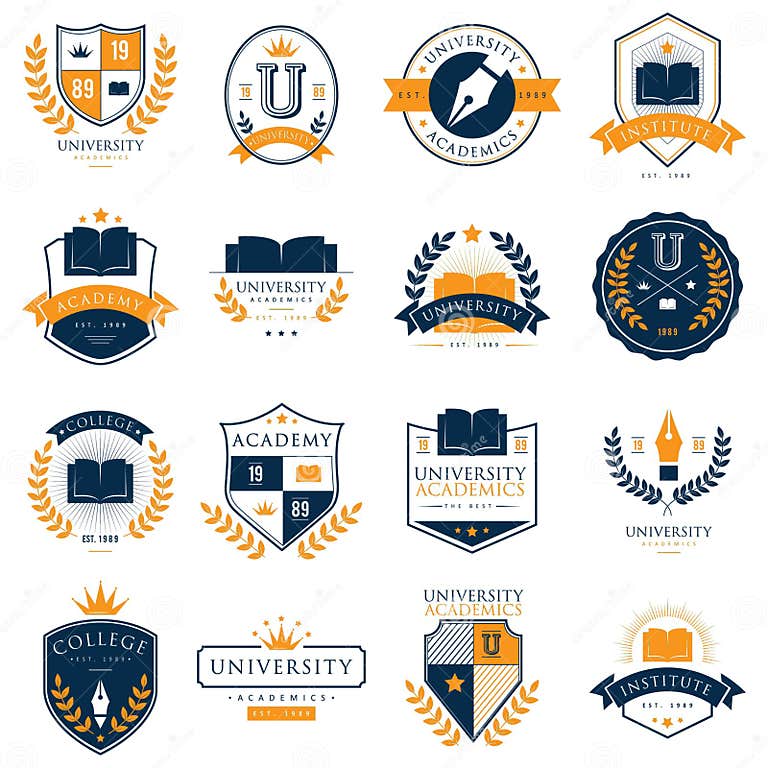 Set of University Logo Elements. Vector Illustration Decorative Design ...