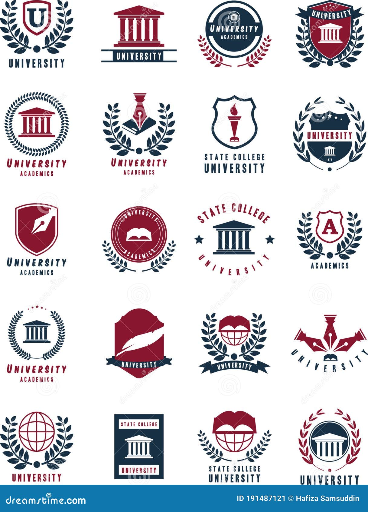 Set of University Logo Elements. Vector Illustration Decorative Design ...