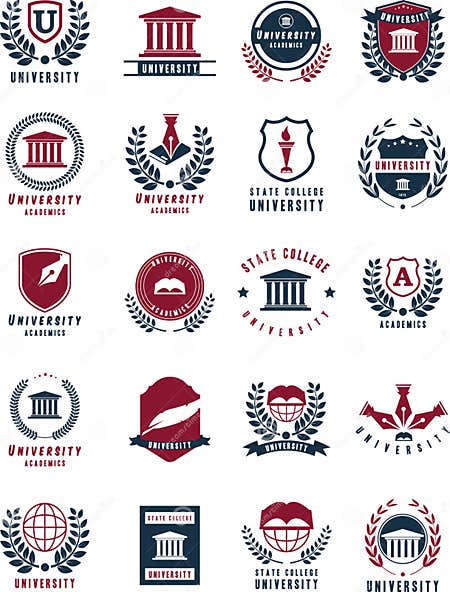 Set of University Logo Elements. Vector Illustration Decorative Design ...