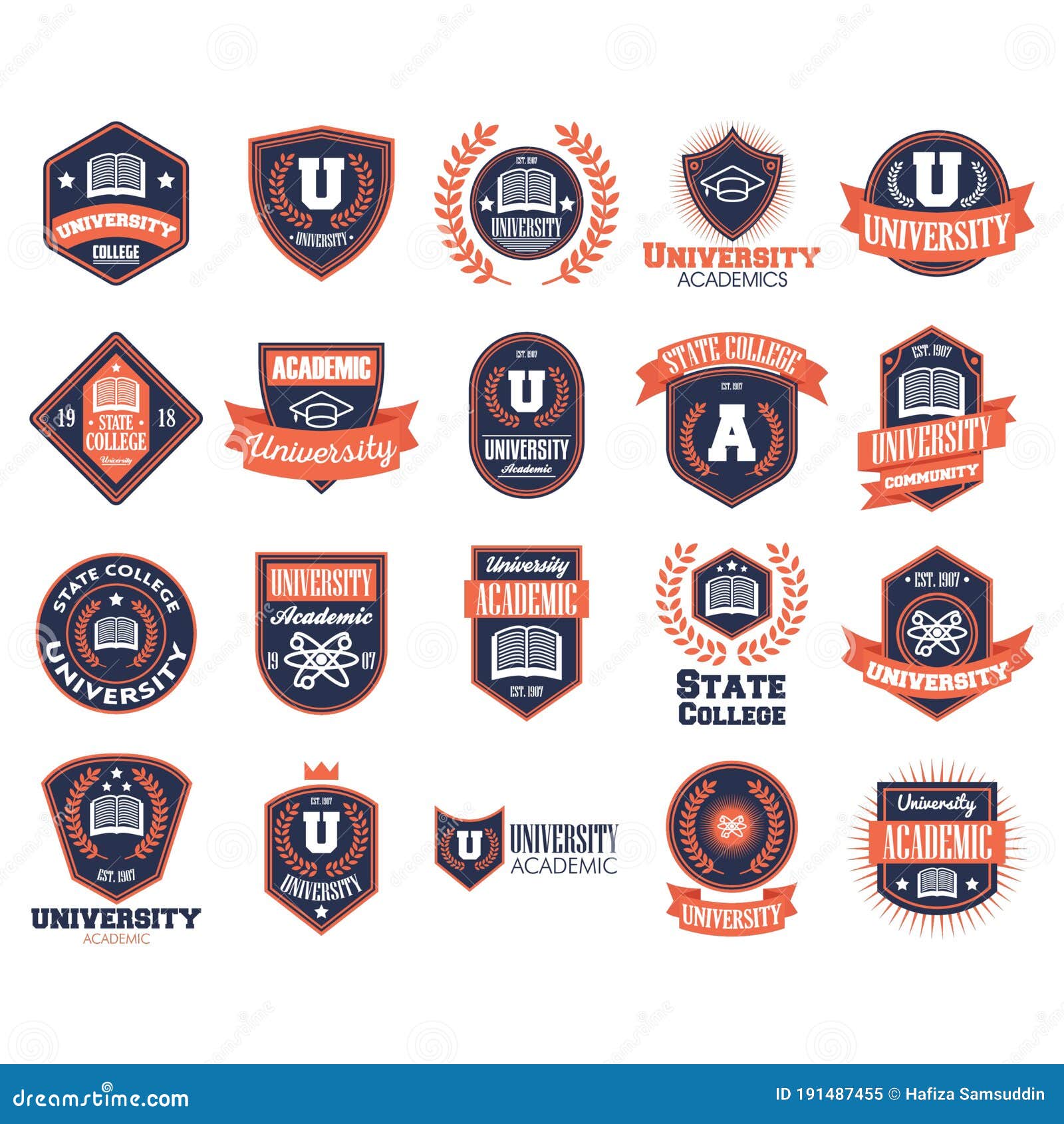 Set of University Logo Elements. Vector Illustration Decorative Design ...
