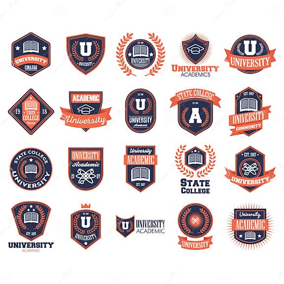 Set of University Logo Elements. Vector Illustration Decorative Design ...