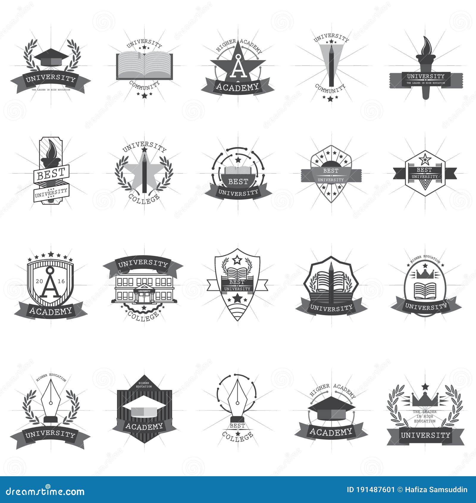 Set of University Logo Elements. Vector Illustration Decorative Design ...