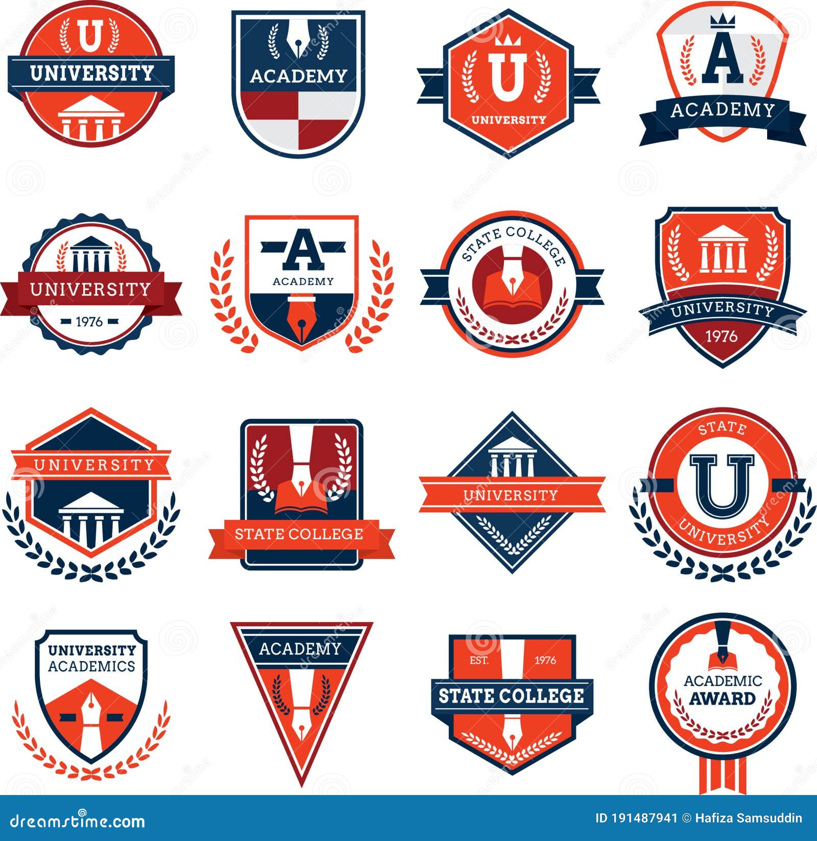 Set of University Logo Elements. Vector Illustration Decorative Design ...