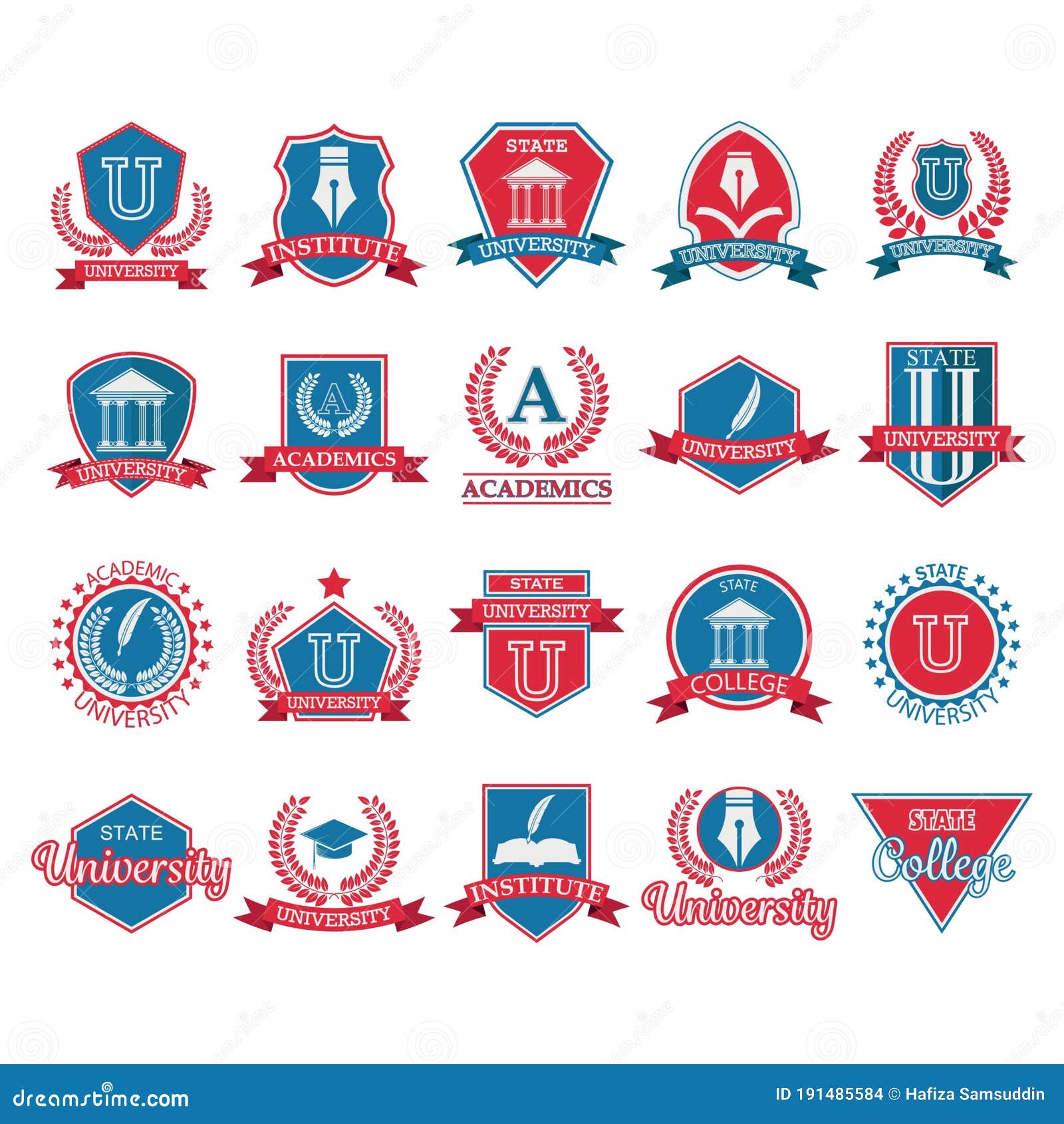 Set of University Logo Elements. Vector Illustration Decorative Design ...
