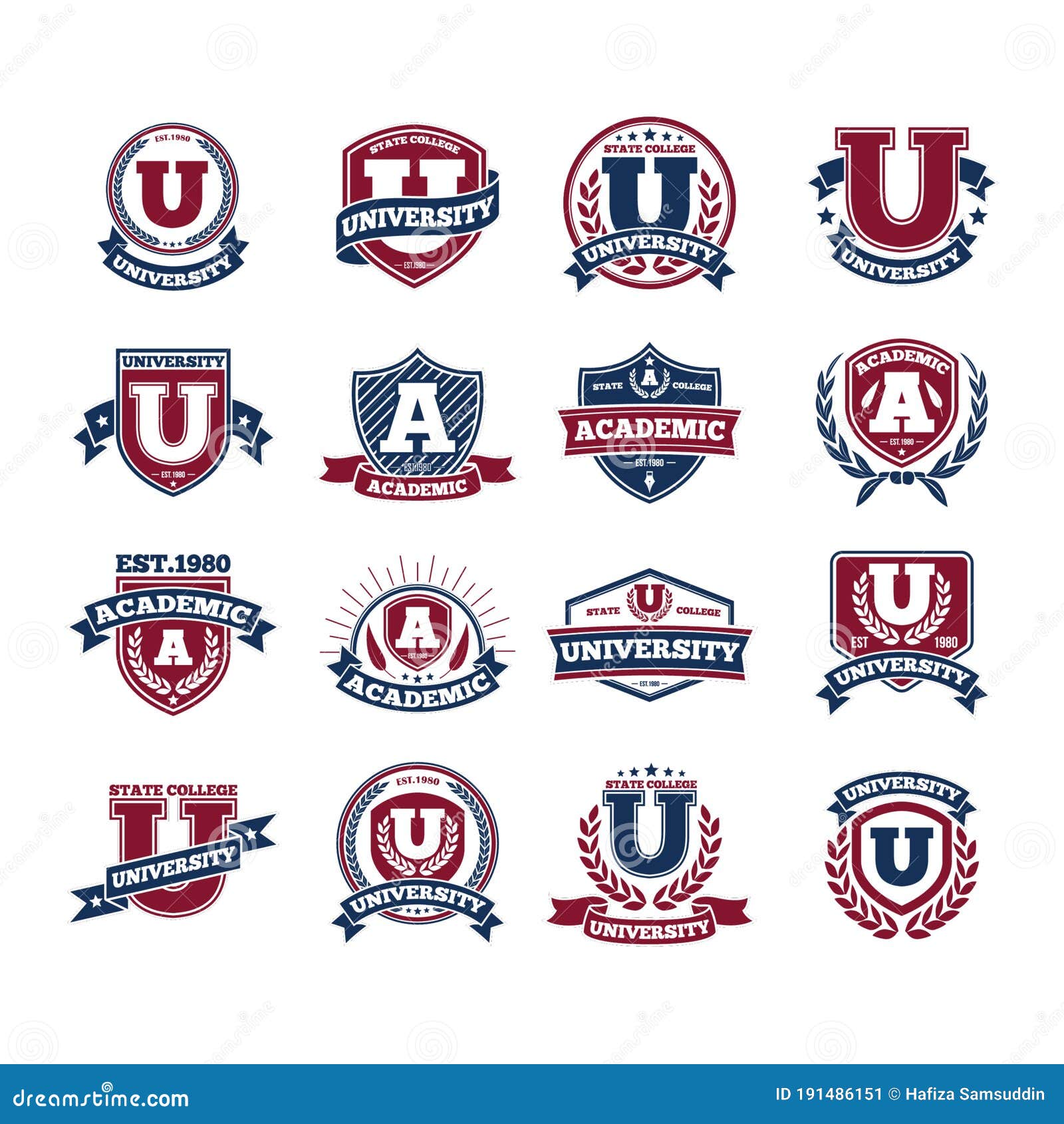 Set of University Logo Elements. Vector Illustration Decorative Design ...