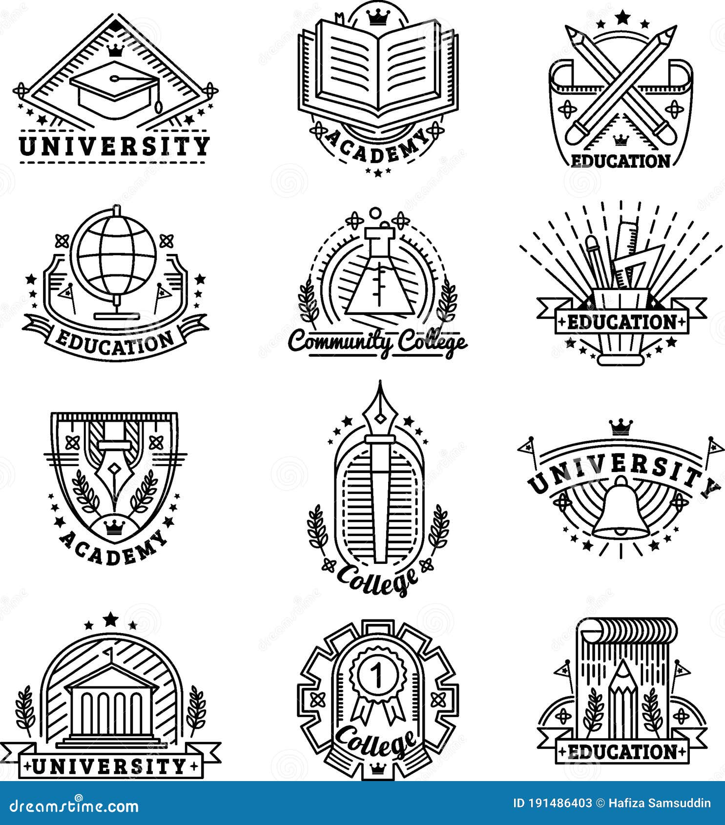 Set of University Logo Elements. Vector Illustration Decorative Design ...