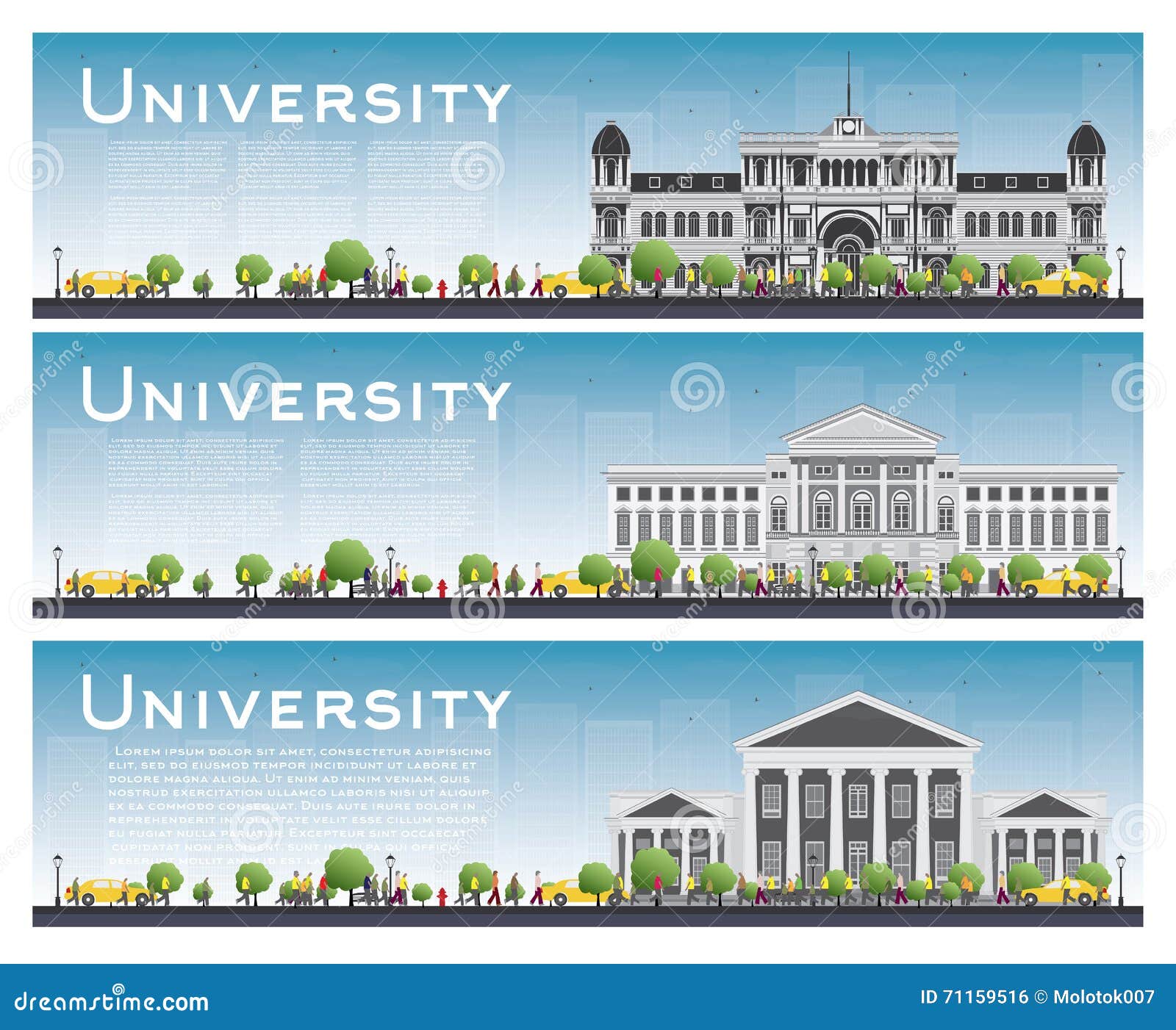 Set of University Study Banners. Vector Illustration Stock Vector ...