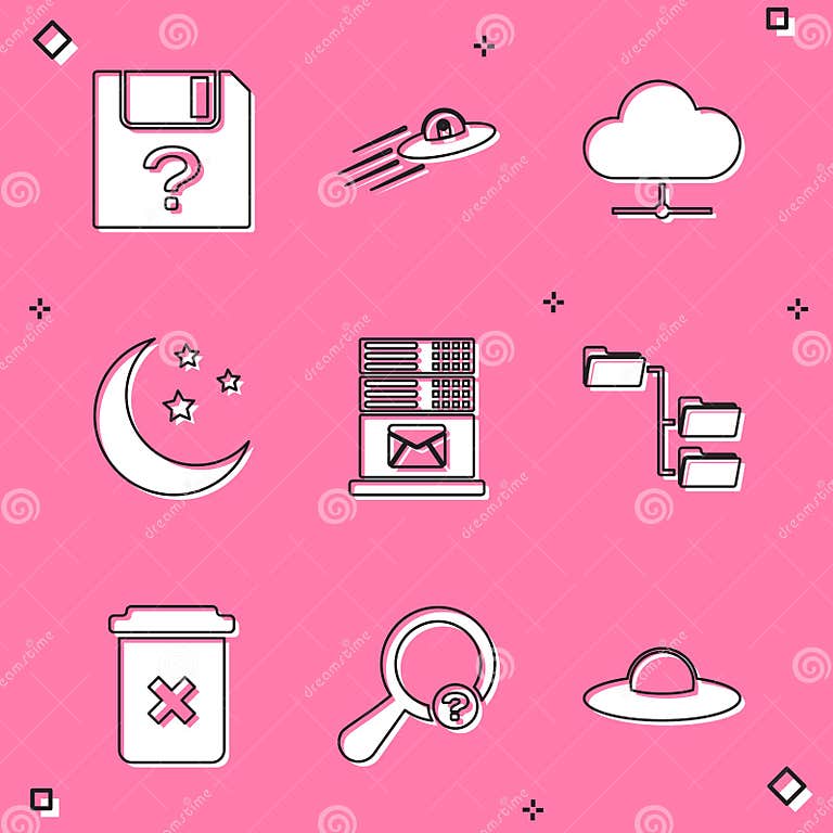 Set Unknown Document, UFO Flying Spaceship and Alien, Network Cloud ... Set Unknown Document, UFO Flying Spaceship and Alien, Network Cloud ...