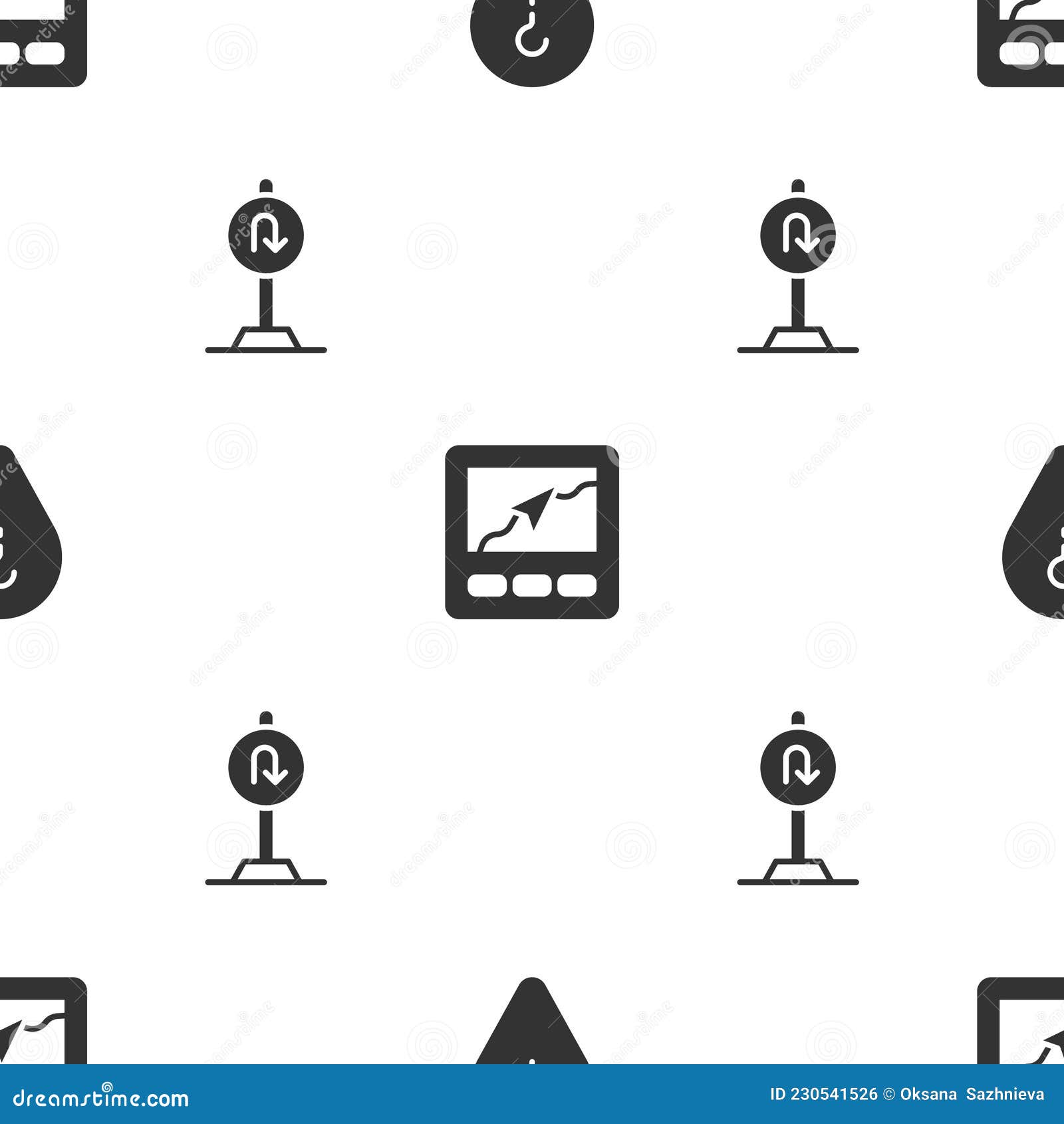 Set Unknown Route Point, Gps Device With Map And Turn Back Road Sign On ...