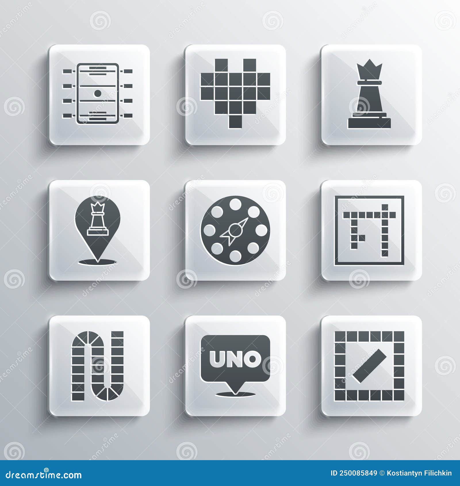 Set Uno Card Game Board Bingo Twister Chkey Table and Icon. Vector ...