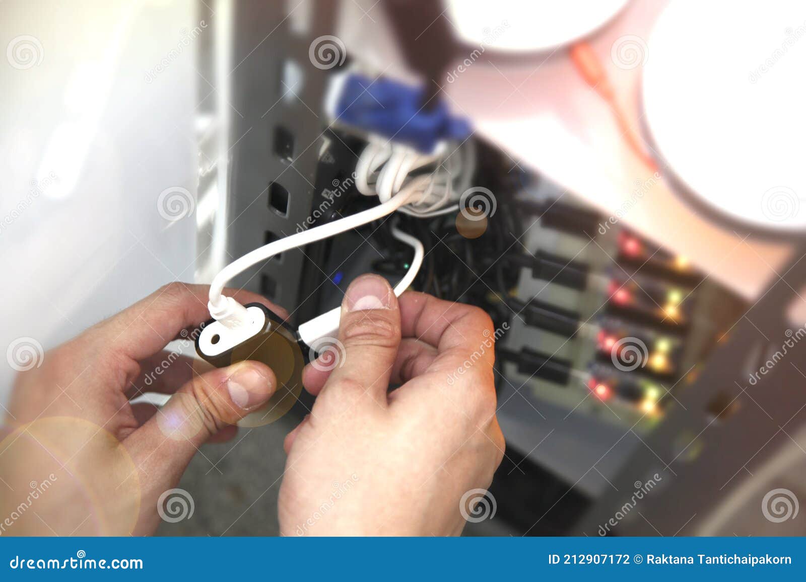 Connect Plug on Network. Wired Cable Jack and Plug for Audio System ...