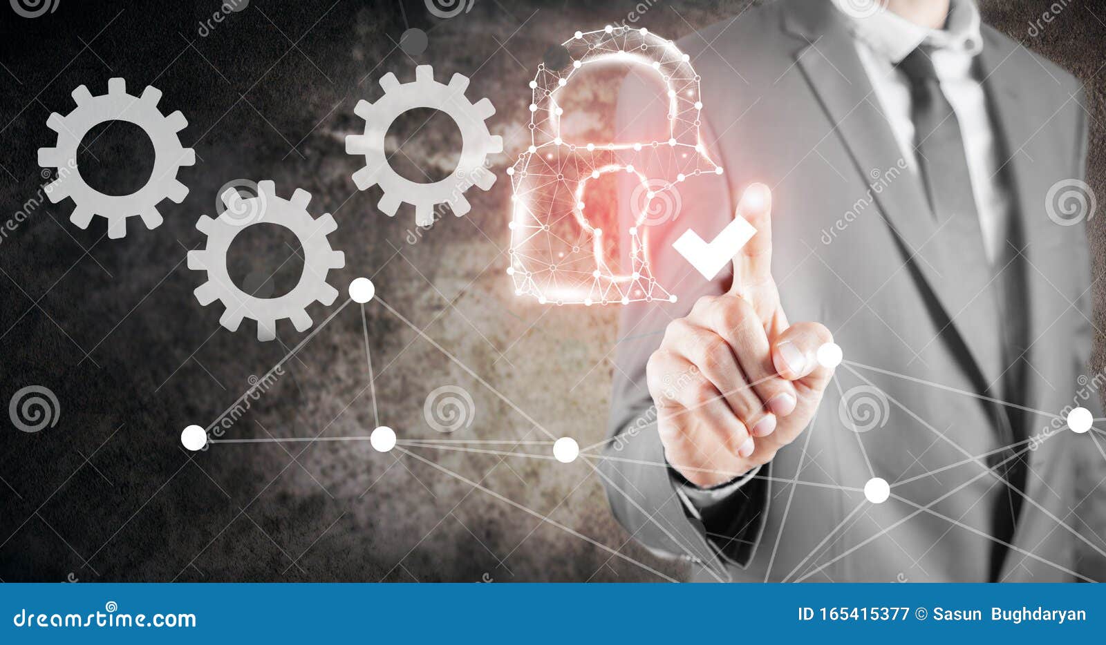 Set Up Cybersecurity Technology Protection Concept Stock Image - Image ...