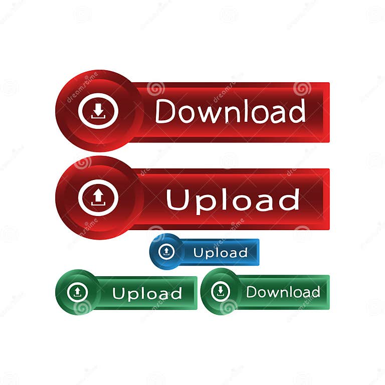 Set of Upload and Download Button Icons Upload Download Button Vector ...