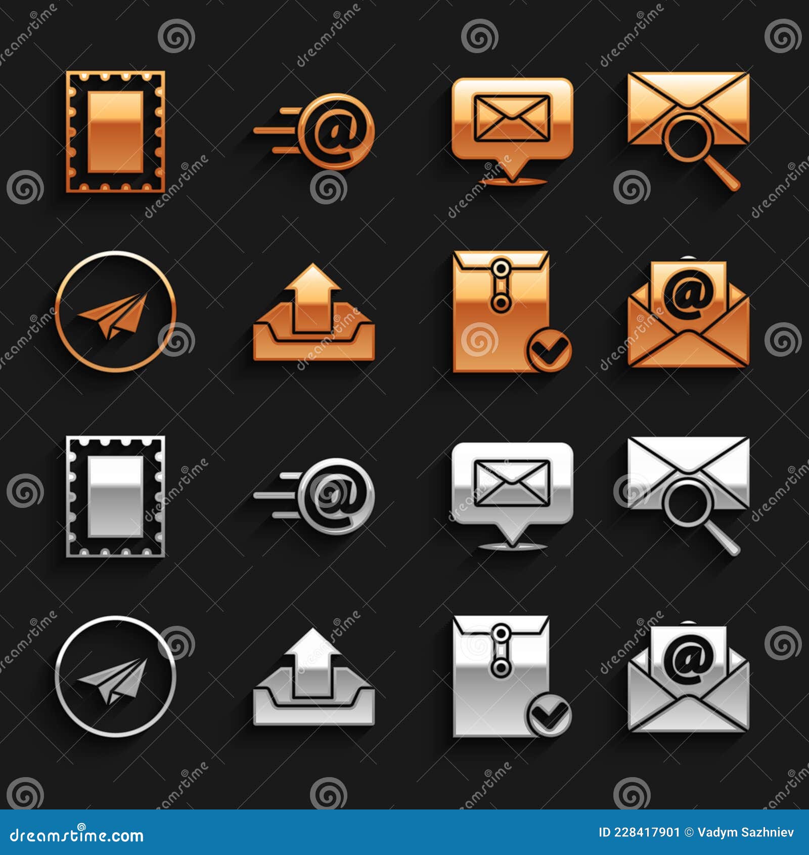 Set Upload Inbox, Envelope with Magnifying Glass, Mail and E-mail ... Set Upload Inbox, Envelope with Magnifying Glass, Mail and E-mail ...