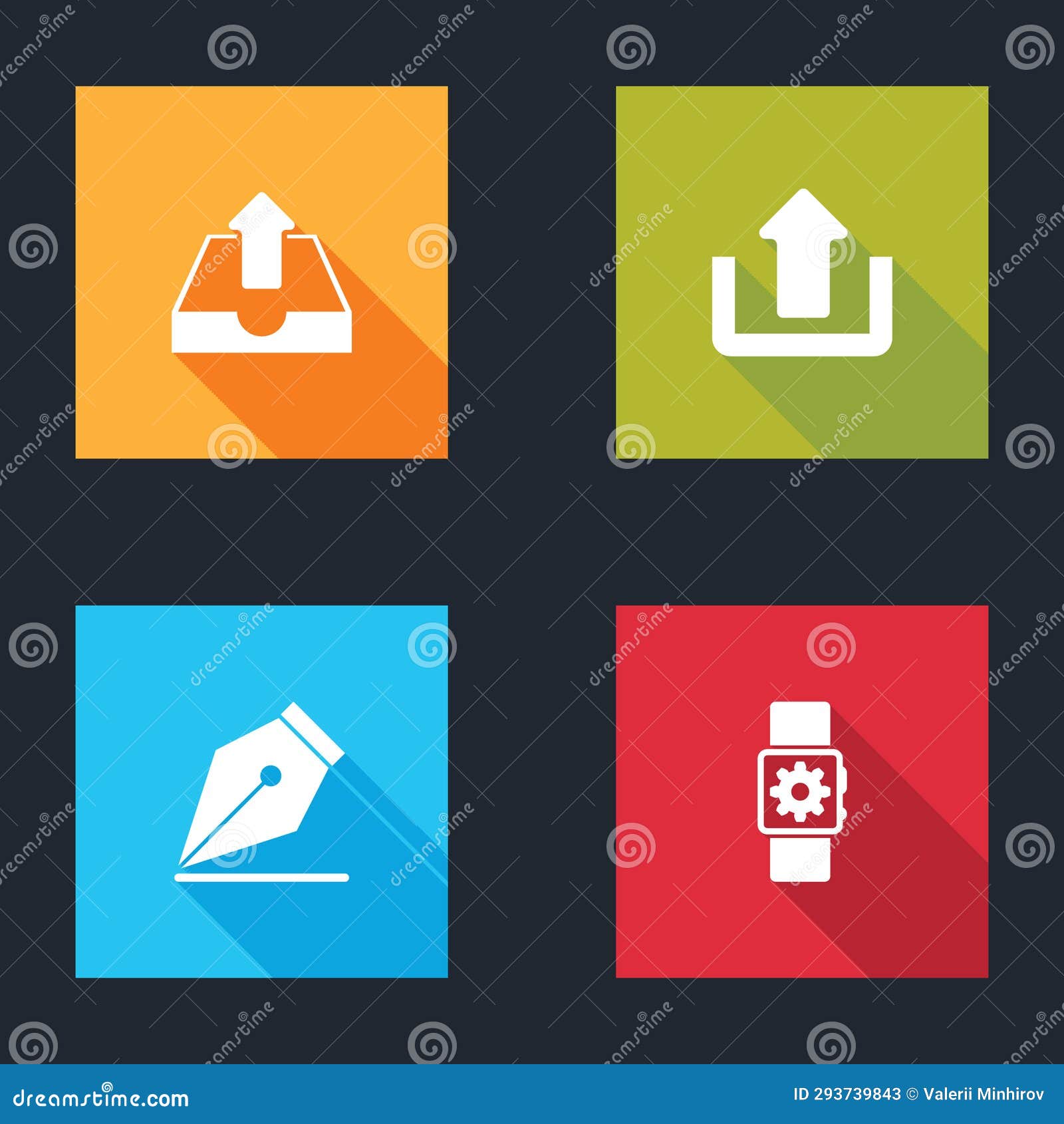 Set Upload Inbox, , Fountain Pen Nib and Smartwatch Setting Icon ... Set Upload Inbox, , Fountain Pen Nib and Smartwatch Setting Icon ...