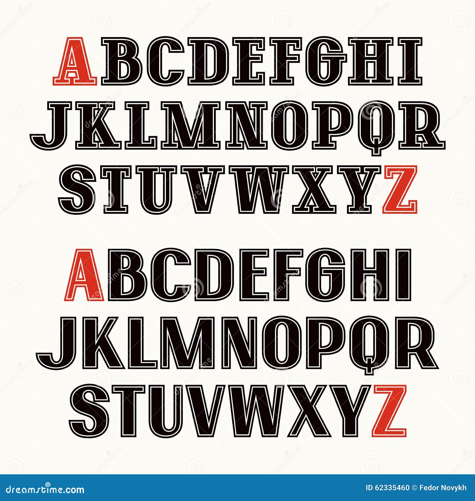 Set of Uppercase Font with Contour Stock Vector - Illustration of ...