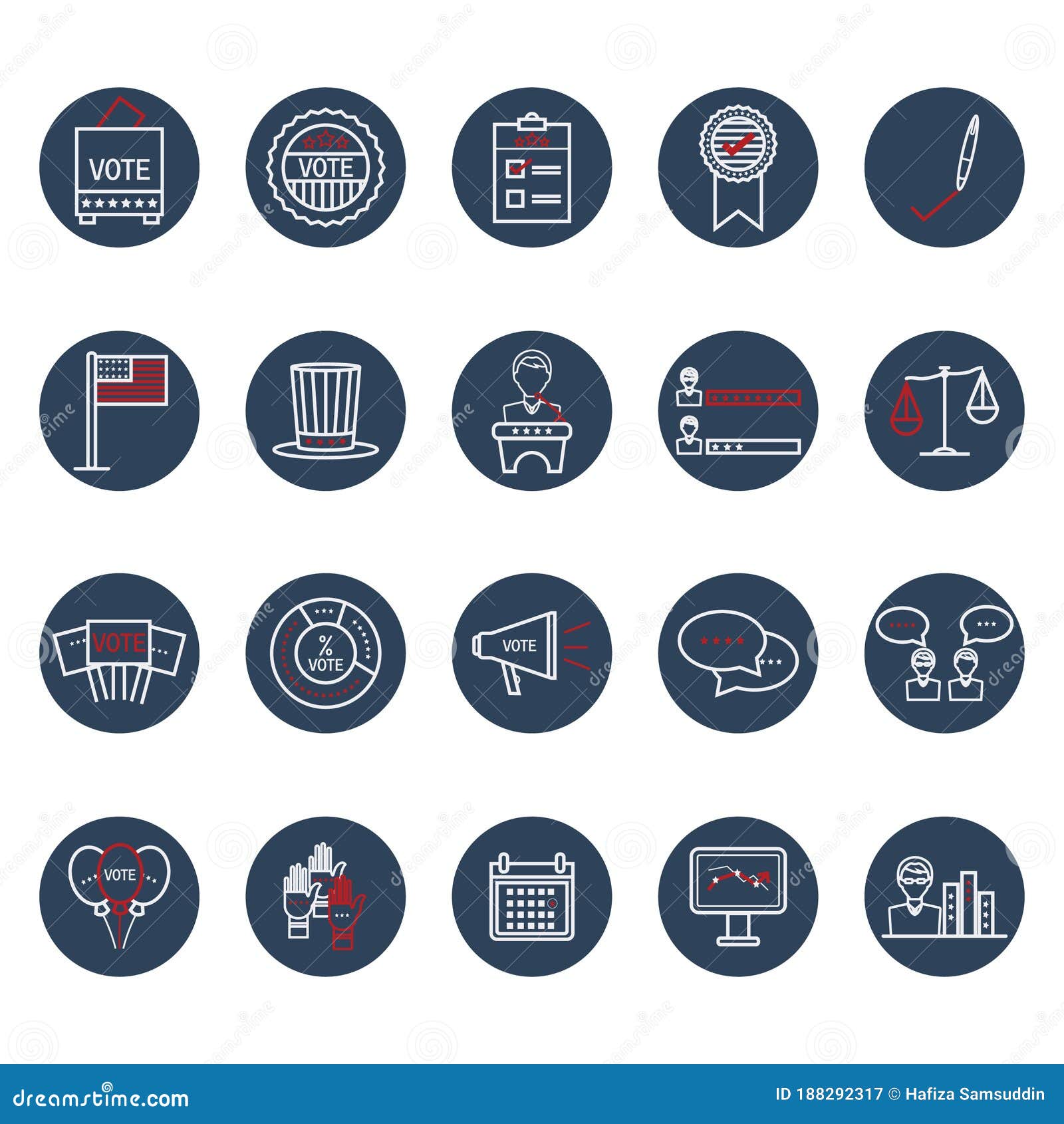 Set of Us Election Icons. Vector Illustration Decorative Design Stock ...