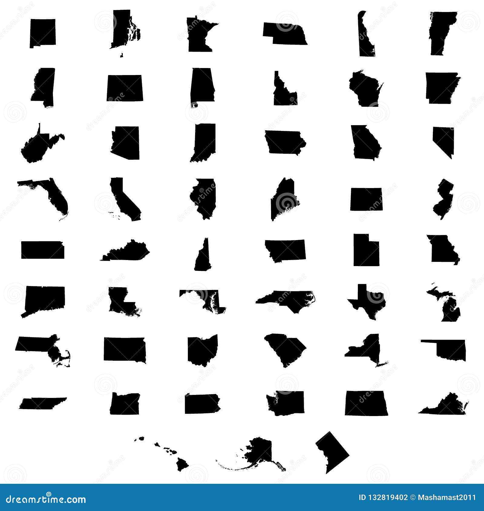 Set of US states maps stock vector. Illustration of nebraska - 132819402