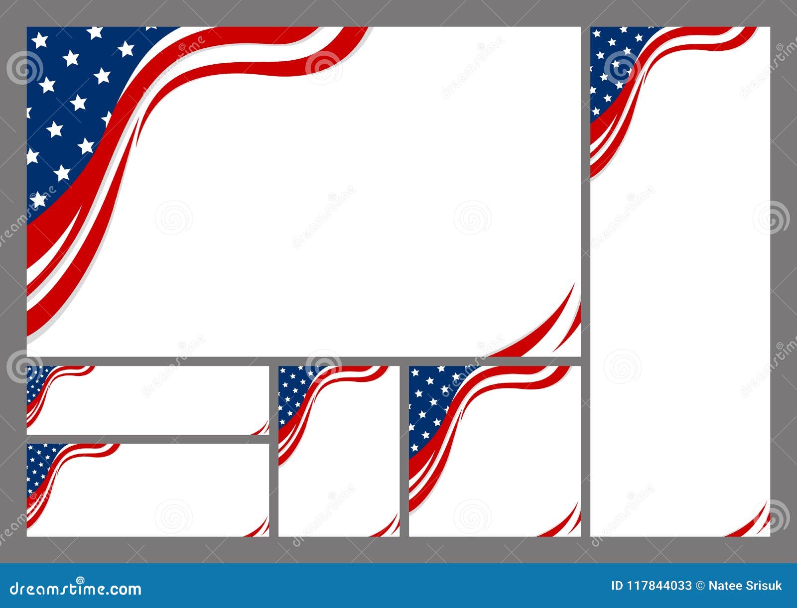 Set of USA Abstract Background Design of American Flag Stock Vector ...