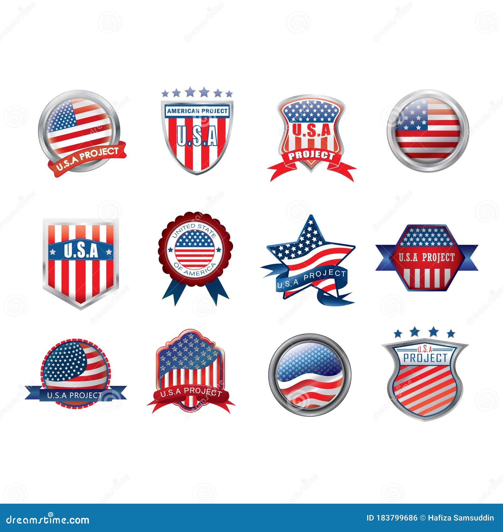 Set of Usa Badges. Vector Illustration Decorative Background Design ...