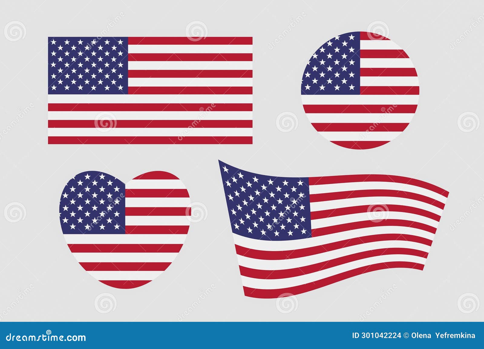 Set of USA Flag Icons, Emblem, Button. Stock Photo - Image of people ...