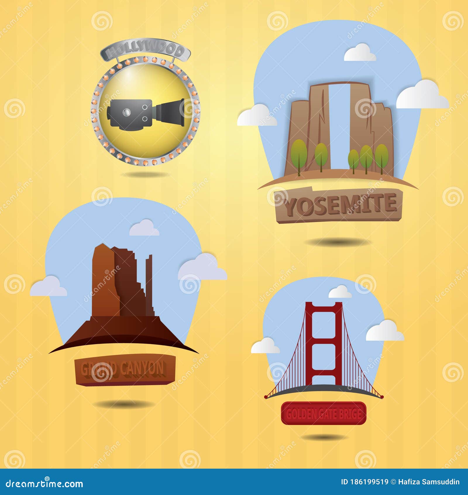 Set of Usa Landmarks. Vector Illustration Decorative Design Stock ...