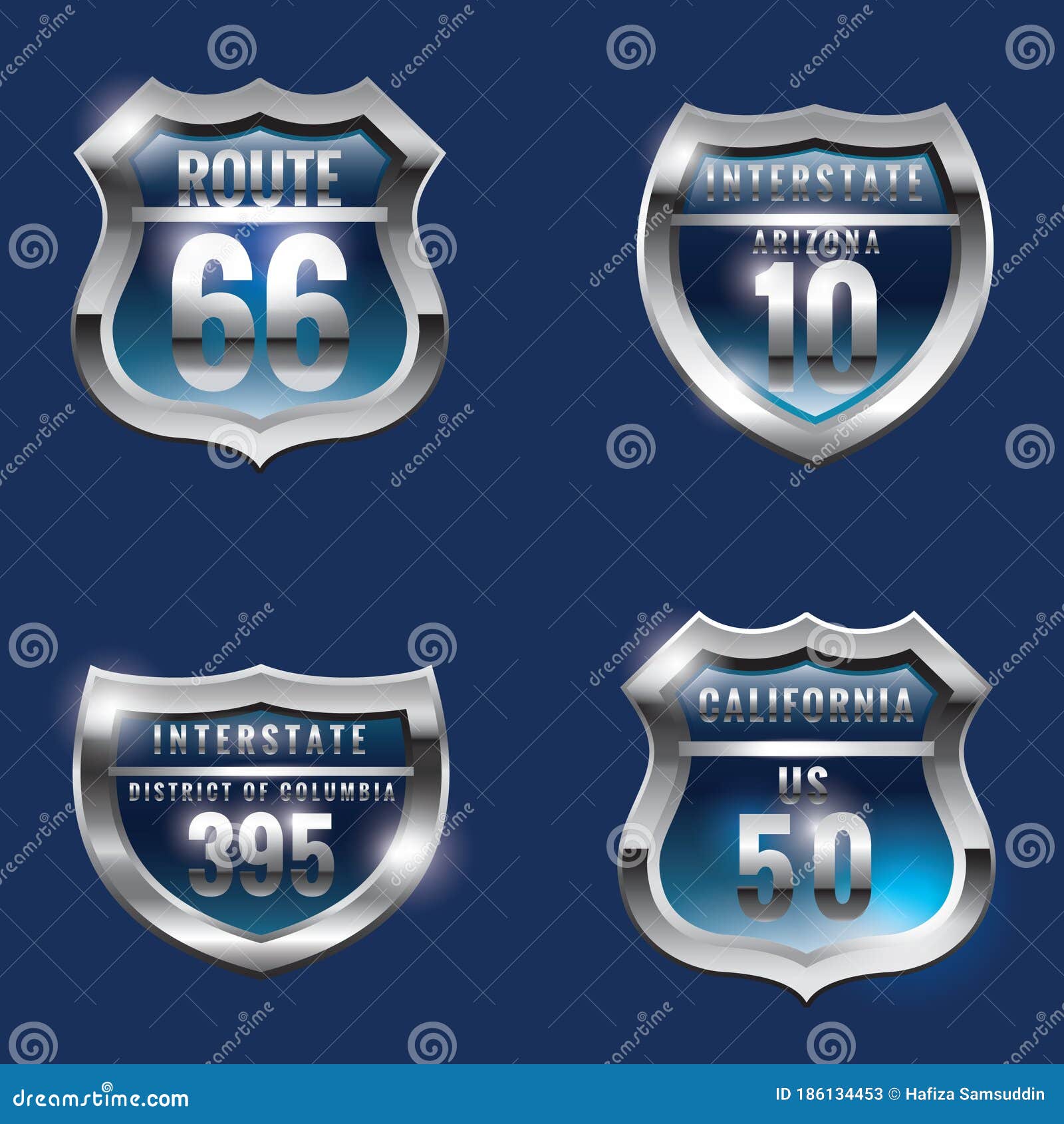 Set of Usa Route Signs. Vector Illustration Decorative Design Stock ...