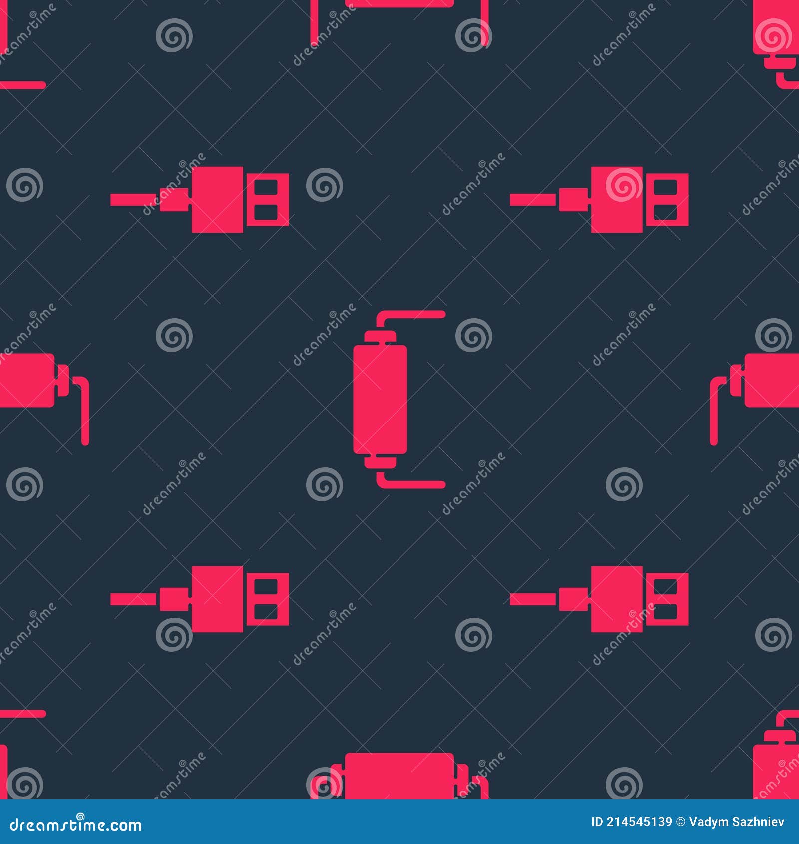 Set USB Cable Cord and Resistor Electricity on Seamless Pattern. Vector ...
