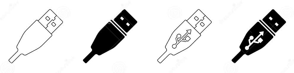USB Set of Vector Icons. a Set of USB Connectors. USB Data Transfer ...