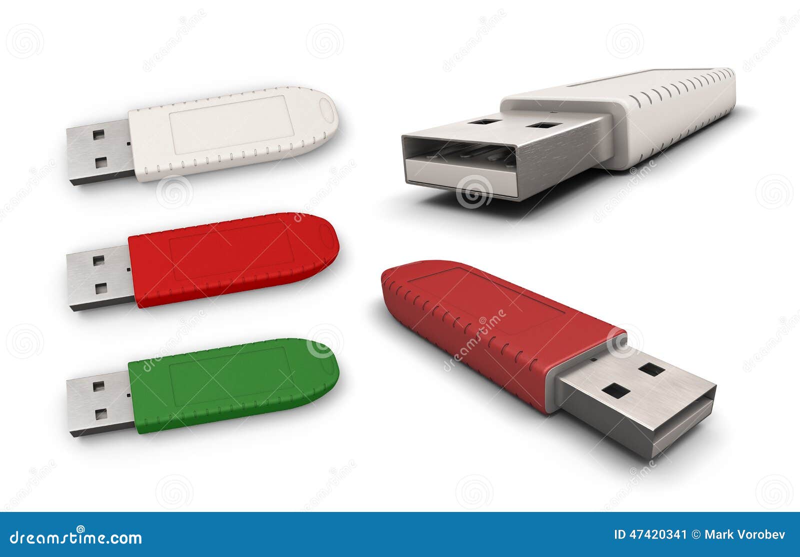 Set USB Flash Drives in Different Colors with Different Species. Stock ...