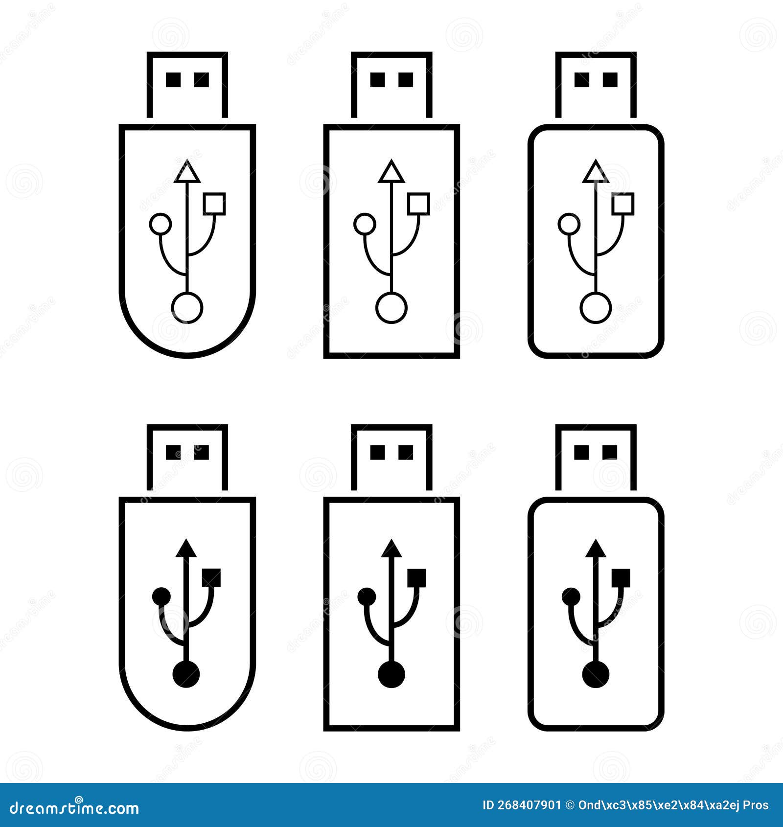 Set of USB Icon Technology, Connect Device Sign, Electronic Portable ...