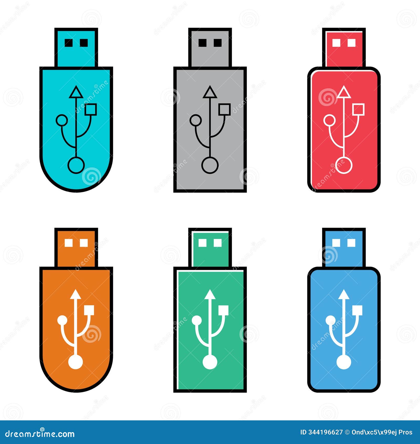 Set of USB Icon Technology, Connect Device Sign, Electronic Portable ...